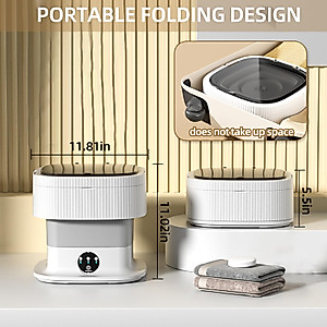 RURFANGSHENG Portable washing machine, 11L folding mini washing machine,60w high power, folding washing machine and rotary dryer combination, can clean underwear, socks, pet clothing