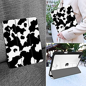 MEEgoodo Case for iPad Pro 12.9 Case M2 6th/5th/4th/3rd Generation 2022 2021 2020 2018, Tablet Cases with Clear Transparent Acrylic Back Shell, Black & White Piebald