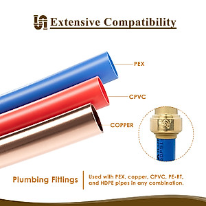 JUWO 3/4"x 3/4" x1/2" Reducing Tee for PEX, Copper, CPVC Pipe, Push to Connect Brass Plumbing Fitting with Disconnect Clip (1 Pack)