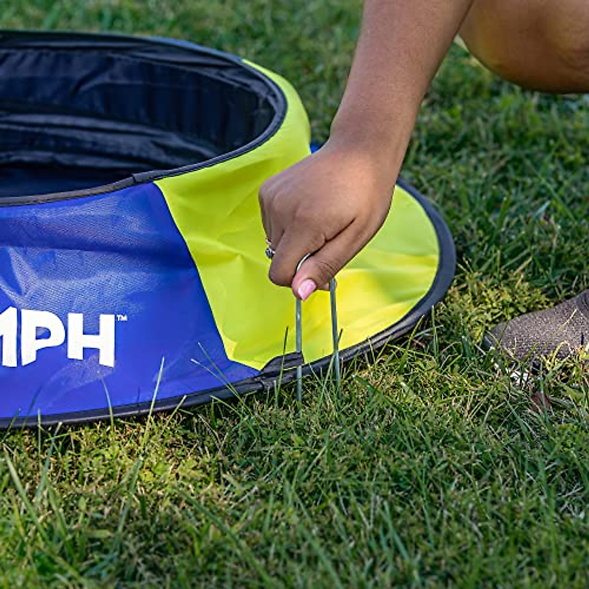 Triumph Sports Backyard Footgolf Set – Includes 3 Targets and 1 Official Size 5 Soccer Ball, Blue