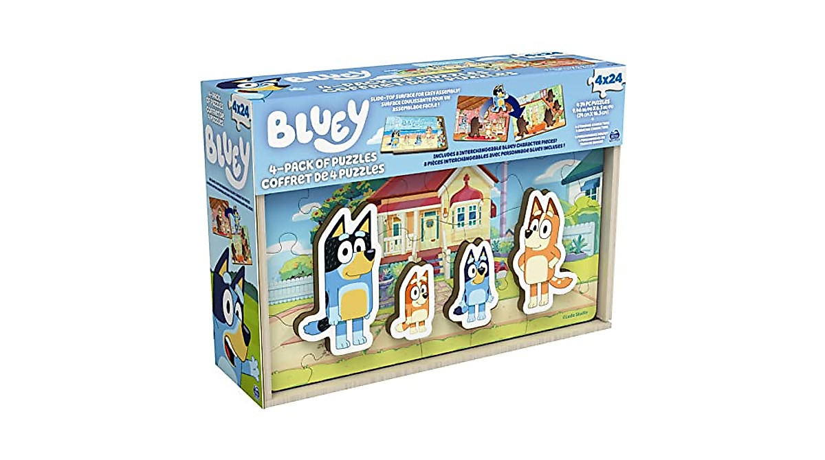 Bluey 4-Pack Wooden Puzzles – Fun for Ages 3+
