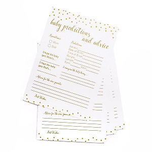 50 Baby Predictions and Advice - Gold Confetti - Baby Shower Game, New Mom & Dad Card or Mommy & Daddy To Be, Girl or Boy Babies New Parent Message Advice Book, Fun Gender Neutral Party (50-cards)