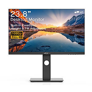 New Mobile Pixels 23.8'' Computer Monitor, 75Hz FHD1080P IPS Monitors with VESA Mounting, Rotatable, Height/Tilt Adjustment for Ergonomic Viewing, Frameless, Anti-Glare, Gaming Monitor with FreeSync