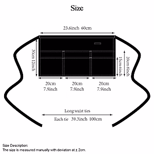 AEKTBY 6 Pockets Black Server Aprons (2 Pack), Half Waist Apron for Unisex Waitress Waiter, Barber, Cleaner