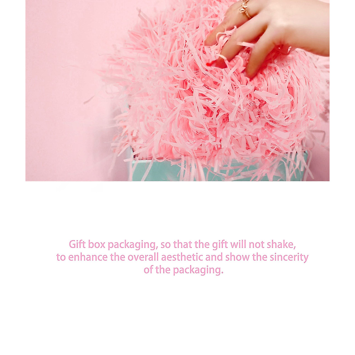 XINYIDAO Basket grass filler,crinkle cut paper shred filler, raffia paper filler, gift box packaging filler, 200g party decoration DIY packaging accessories (light pink)