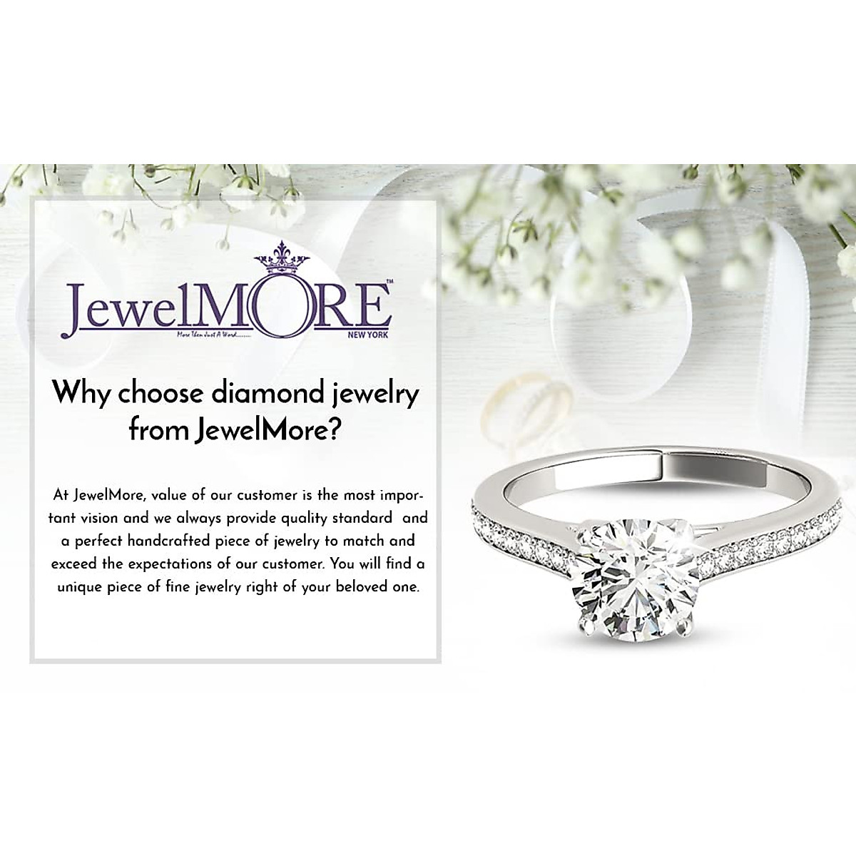 JewelMore 1/2ctw Diamond Engagement Ring in 10k White Gold (white-gold, 8)