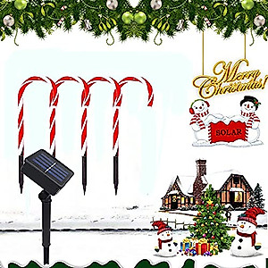 Christmas Candy Cane Lights,Solar Christmas Light， Christmas Candy Cane Pathway Lights， Christmas Decoration for Home Garden， New Year Xmas Lawn Lights，4pcs