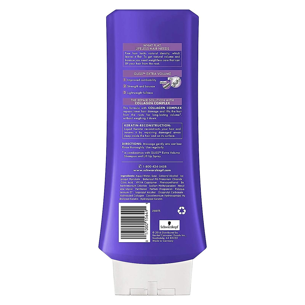 Gliss Conditioner Extra Volume 13.6 Ounce (400ml)