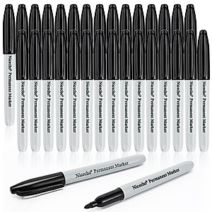Permanent Markers, Black Permanent Marker Pens, 30 Count Fine Point Basic Marker Set