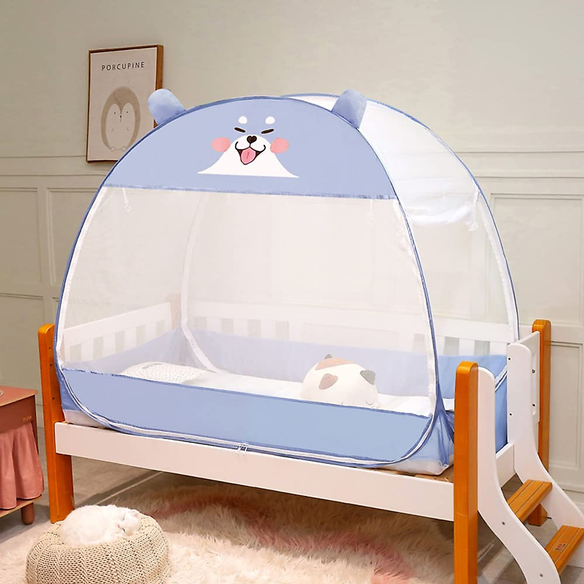 Mengersi Baby Crib Tent,Baby Pop Up Crib Tent to Keep Baby in,Toddler Crib Net Canopy- Mosquito Net (Crib Tent, Blue)(CAN36248)