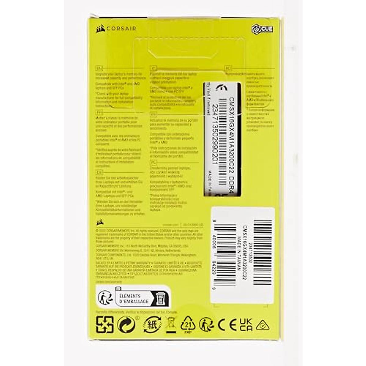 CORSAIR Vengeance SODIMM DDR4 RAM 16GB (1x16GB) 3200MHz CL22-22-22-53 1.2V Intel AMD Laptop Notebook Memory - Black (CMSX16GX4M1A3200C22)