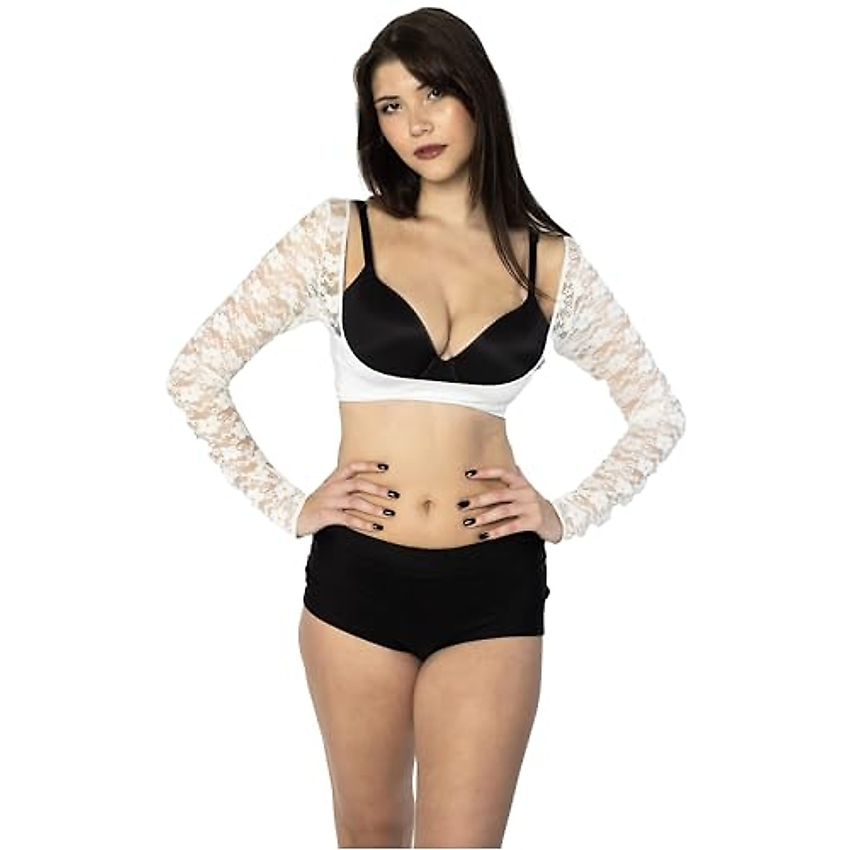 ENVY BODY SHOP Lace Sleecrets Add Sleeves to Any Dress or Top (US, Alpha, Medium, Regular, Regular, White)