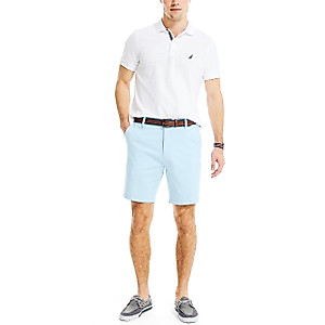 Nautica Men's Classic Fit Flat Front Stretch Solid Chino 8.5" Deck Shorts, Noon Blue, 33W