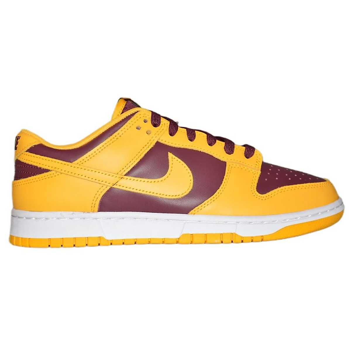 Nike mens Dunk Low shoe, Yellow/Bordeaux, 8