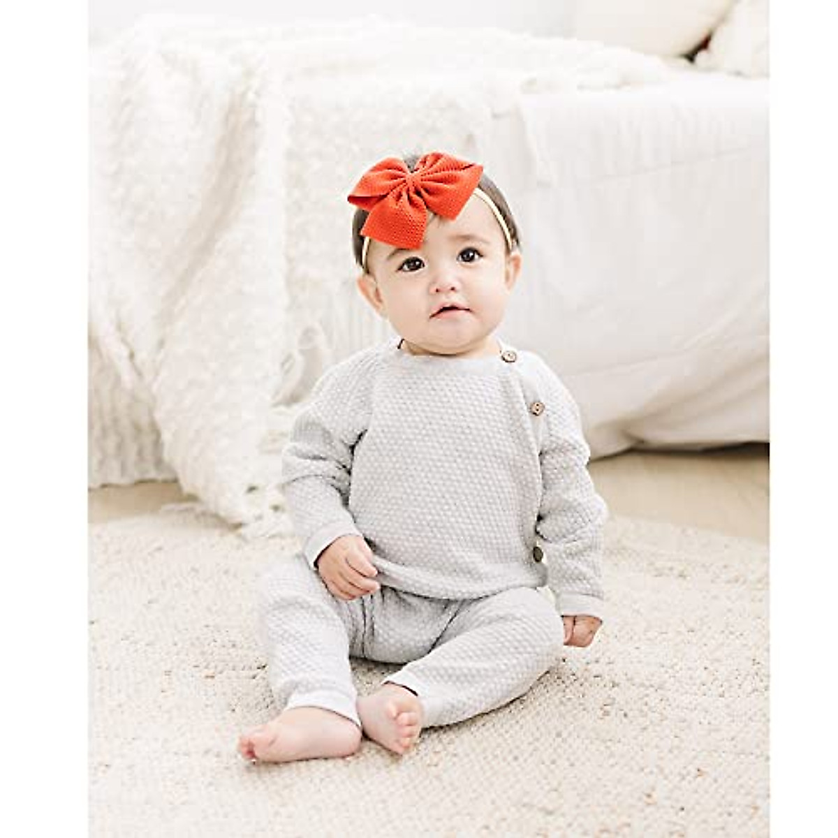 Prohouse 30 PCS Big Bows Baby Nylon Headbands Hairbands Hair Bows Elastics for Baby Girls Newborn Infant Toddler Child Hair Accessories