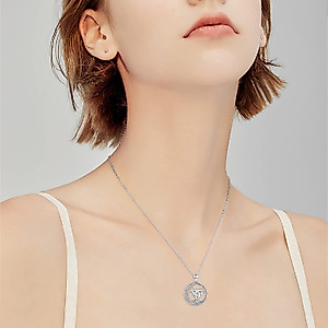 Midir&Etain Celtic Necklace for Women 925 Sterling Silver Celtic Moon Necklace Norse Mythology White Opal Pendant Necklace Crescent Triple Horn of Odin Necklaces Amulet Jewelry Gifts