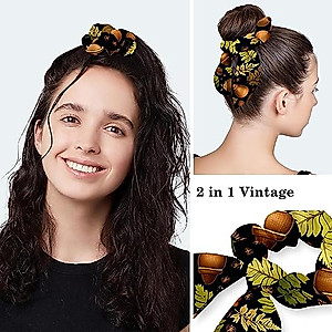 Thanksgiving Acorn Working Cap with Button Sweatband Adjustable Tie Back Bouffant Hats with Scrunchie
