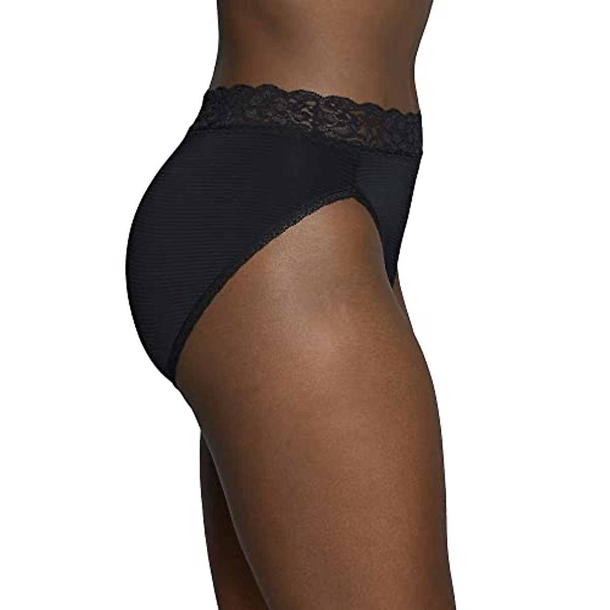 Vanity Fair Women's Flattering Lace Panties: Lightweight & Silky with Superior Stretch, 3 Pack-Black, 6