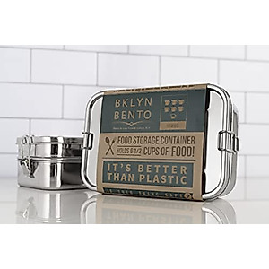 Stainless Steel (Single Compartment) Jumbo Bento Box. This Eco Friendly Food Storage Container Holds 6 ½ Cups Of Food. Perfect for Leftovers Or As A Large Metal Tiffin Lunchbox.