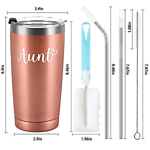 Gtmileo Aunt Uncle Gifts, Aunt and Uncle Stainless Steel Insulated Travel Tumbler Set of 2, Mothers Day Fathers Day Christmas Birthday Gifts for Aunt Uncle from Niece and Nephew(20oz, Rose Gold&Black)