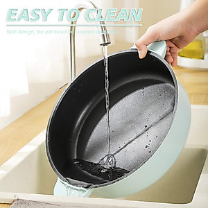 Hot Pot Electric with Burner, 5.3QT Hot Pot Electric Shabu Shabu Pot, Split Multi Non-Stick Electric Skillet, Portable Kitchen Burner Stove with Shabu Hot Pot for Home Cooking, Family Party