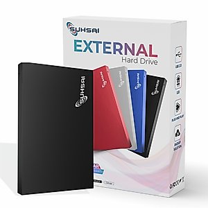 SUHSAI External Portable Hard Drive 250GB USB 2.0 HDD Storage and Backup Hard Disk Memory Expansion – Ultra Slim 2.5” Harddrive Compatible with PC, MAC, Laptop, Desktop Computer (Black)