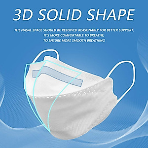 HINCINK KF94 Face Masks, 30 Pack Individually Wrapped, 4-Ply Breathable & Comfortable Safety Mask, Black Protective Cup Dust Masks Unisex Outdoor Safety Protection for Adult (30, White)