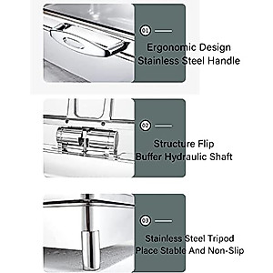 UZOURI 6 Qt Stainless Steel Chafing Dishes Silver Electro-Thermal Chafer Warmer Set with Touch Screen, Chafing Dishes Buffet for Wedding Kitchen Party Banquet Dining,B (B)