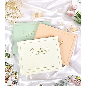 Jowaia Wedding Guest Book - Guest Book for Wedding Reception, Baby Shower, Birthday, Anniversary and Special Day - Registry Guestbook for Guests to Sign in and Add Photos with 110 Lined Pages (Cream)