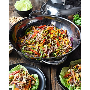 Hestan - NanoBond Collection - Titanium Stainless Steel 14-Inch Wok with Lid - Toxin, PFAS, & Chemical Free Clean Cookware, Induction Cooktop Compatible