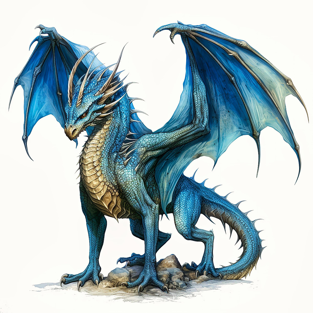 Fabric Panel 14"x14" Watercolor Dragon 100% Cotton Quilting Panel Square AM1729