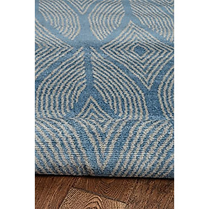 Leona Barker Blue and Light Grey 6'5" x 9'3" by Linon