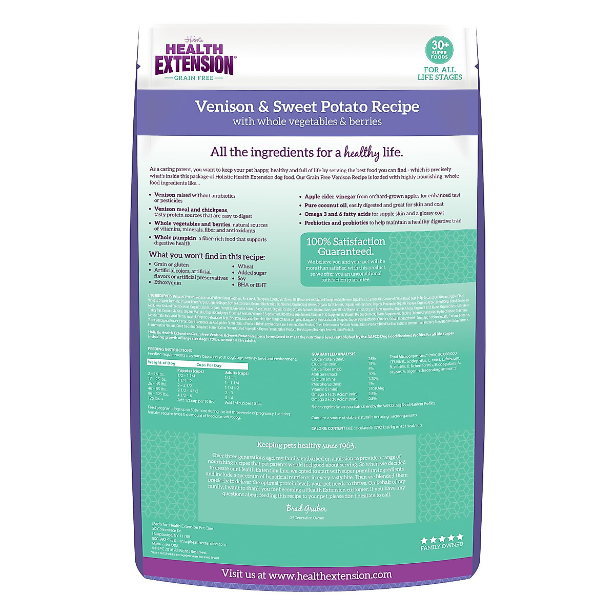 Health Extension Grain Free Venison & Sweet Potato Dry Dog Food (4 lb / 1.81 kg) - Lean Protein Formula for Dogs with Poultry Allergies & Sensitive Stomachs
