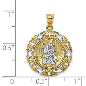 14K w/Rhodium St. Christopher Medal 24.75mm 18mm style C4714