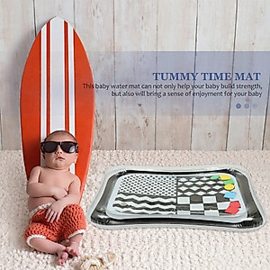 Toyvian Tummy Time Water Mat Inflatable Infant Baby Water Mat Toddler High Contrast Baby Kids Fun Plaything for 3- 12 Months Baby ( Black&White )