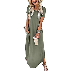 ANRABESS Women's Summer Maxi Dress Casual Loose T-Shirt Dress s Long Dress Short Sleeve Split A222-ganlanlv-XL