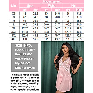 Avidlove Sexy Lingerie for Women Lace Babydoll Halter Chemise V Neck Nightgown Nightwear Nightdress Pink