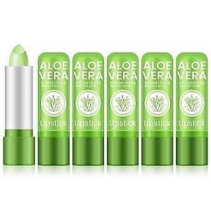 Ownest 5 Packs Aloe Vera Lipstick, Long Lasting Nutritious Soothing Lip Balm, Lips Moisturizing Magic Temperature Color Change Lipstick, Lip Care