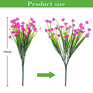 WILLBOND 12 Bundles Faux Flowers Outdoor UV Resistant Faux Plants Shrubs Plastic Rose Flowers Planter Faux Flowers for Home Window Box Kitchen Office Wedding Garden Hanging Decor