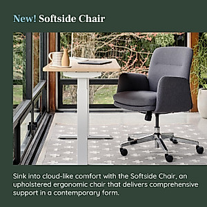 Branch Softside Mid Century Modern Office Chair, Fabric - Removable Arms & Mid Back Design with Luxury Cloud-Like Comfort - Adjustable Height - Integrated Lumbar Support - Overcast