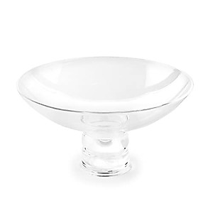 Huang Acrylic Clear Large Round Fruit Bowl with Multifunctional Removable Pedestal | Decorative Kitchen Table or Countertop Centerpiece Stand | 10.5 x 10.5 x 5.5 inches