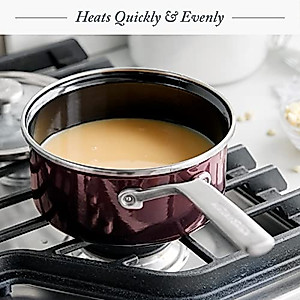 Merten & Storck European Crafted Steel Core Enameled Cookware, 2.1QT Saucepan Pot with Lid, Induction, PFAS & PTFE Free, Dishwasher Safe, Oven & Broiler Safe, Merlot Red