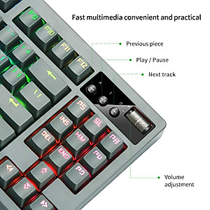 ZJFKSDYX MK87 Wireless Mechanical Gaming Keyboard and Mouse, RGB Backlit Rechargeable 3600mAh Battery, Mechanical Switch Anti-ghosting Keyboard + 7D 3200DPI Mice for PC Gamer (Blue Switch, Silver).