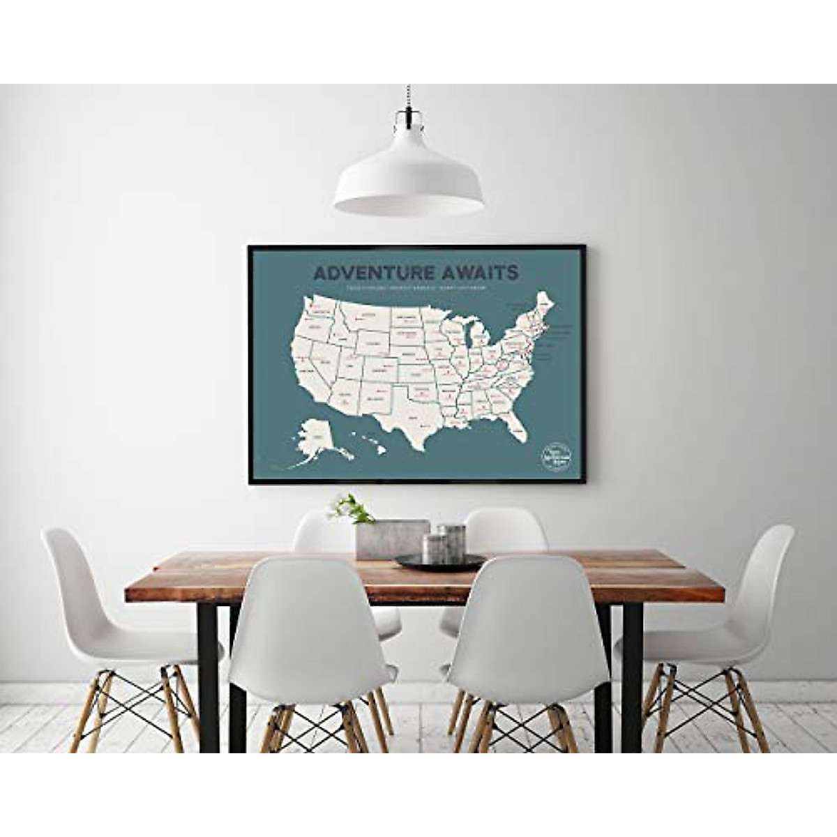 Epic Adventure Maps The United States Push Pin Map 24" x 17" - Unframed Travel Map to Mark Your Travels Around The USA - Multicolored Pushpins Included