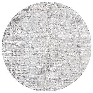 SAFAVIEH Dream Collection 6'7" Round Ivory/Grey DRM500A Modern Distressed Premium Viscose Area Rug