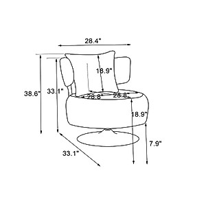 ATGHYURT Modern Accent Chair Upholstered Reading Chair Swivel Chair Armchair with 360 Degree Swiveling, Round Barrel Chair Fabric Recliner Chair Side Chair for Living Room Bedroom Office