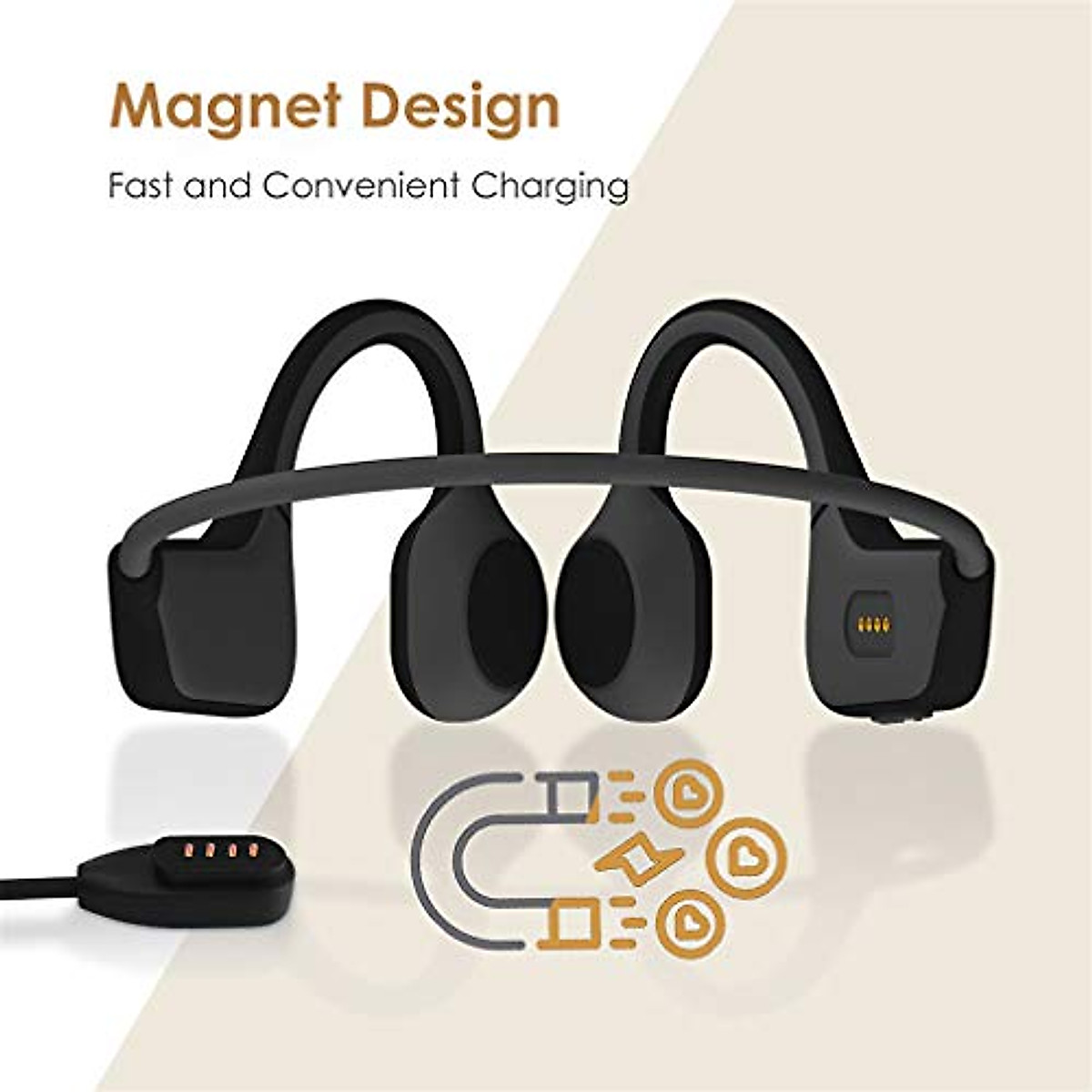 YODZ Bluetooth 5.0 Bone Conduction Headphones, IPX6 Waterproof Wireless Outdoor Sport Headset with Mic, USB Charging, for Running Driving Cycling, Meeting,Blue