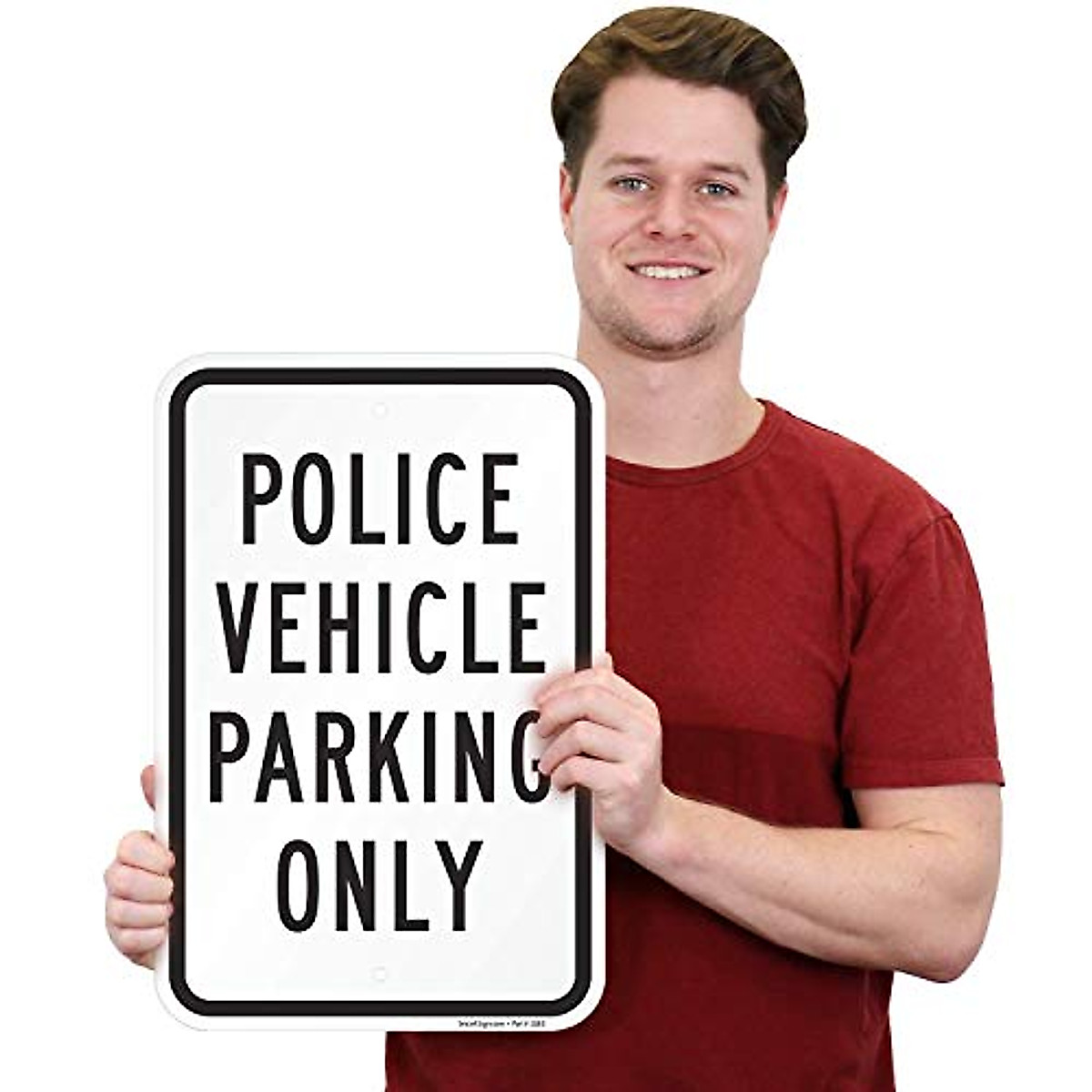 SmartSign - K-4470-AL-12x18 "Police Vehicle Parking Only" Sign | 12" x 18" Aluminum Black on White
