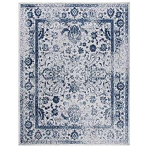 SAFAVIEH Adirondack Collection Area Rug - 8' x 10', Grey & Navy, Oriental Distressed Design, Non-Shedding & Easy Care, Ideal for High Traffic Areas in Living Room, Bedroom (ADR109P)