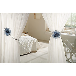 SUQ I OME 2 Pack of Handmade Crystal Pearl Beaded Magnetic Flower Curtain Tieback Holdback for Drapes